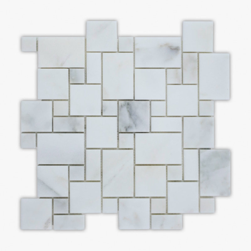 Direct Stone Source Calacatta 12" x 12" Marble Versailles Mosaic Wall & Floor Tile | Perigold